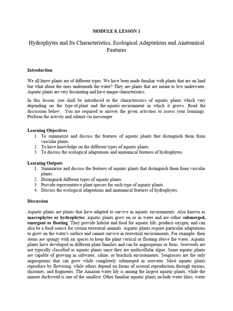 Botany Module-8-Lesson-1 | PDF