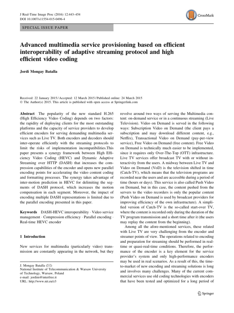 Advanced Multimedia Service Provisioning Based On Efficient Interoperability of Adaptive ...