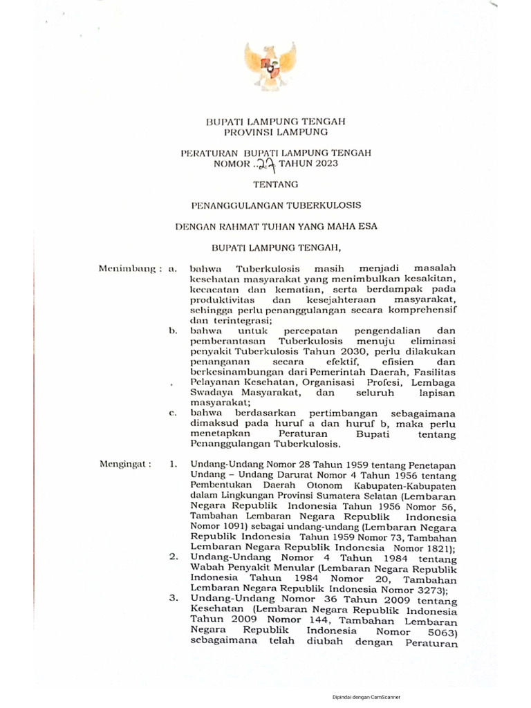 Perbup Penanggulangan TB | PDF