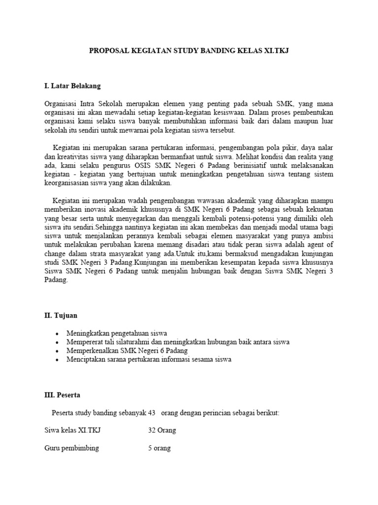 Proposal Kegiatan Study Banding Kelas Xi | PDF | Karier & Perkembangan