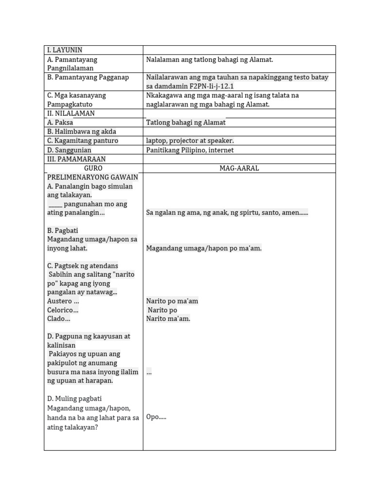 ALAMATDETAILEDLESSONPLAN | PDF