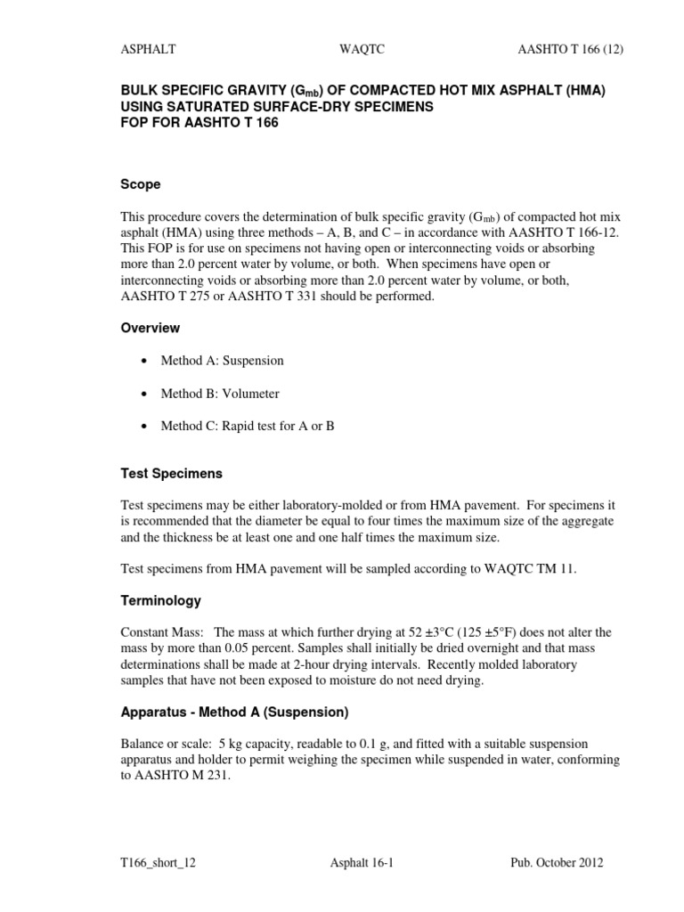 Aashto T 166 2012 | Download Free PDF | Water | Temperature