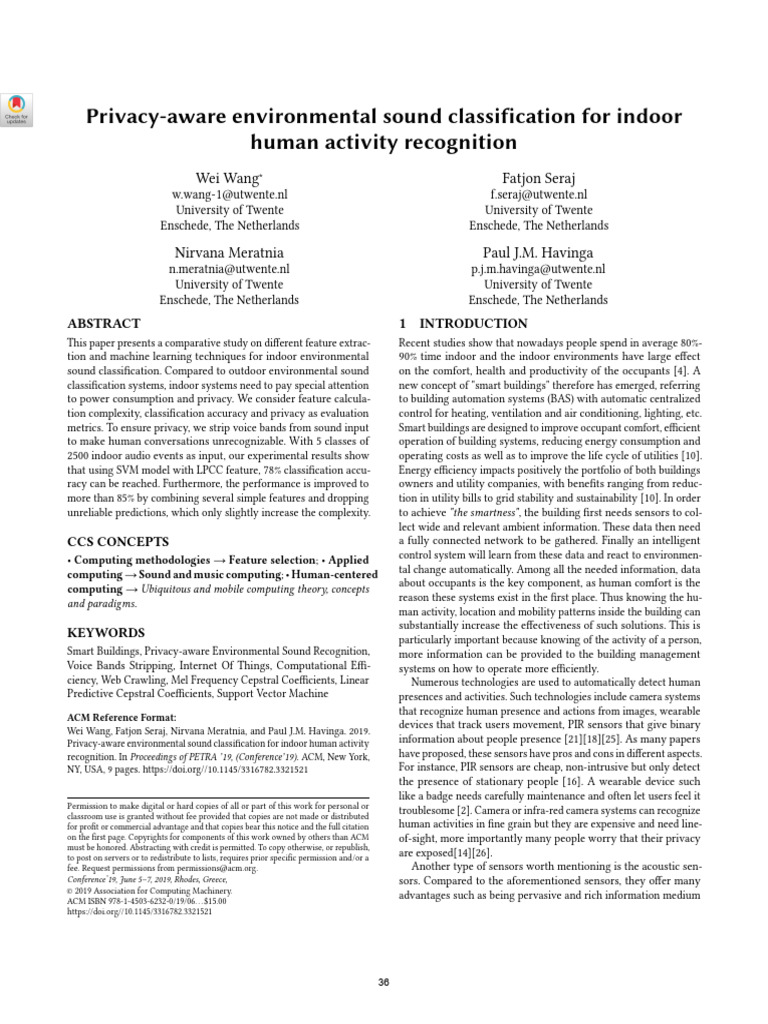 Privacy Aware Environmental Sound Classification For Indoor 2019 Pdf Spectral Density