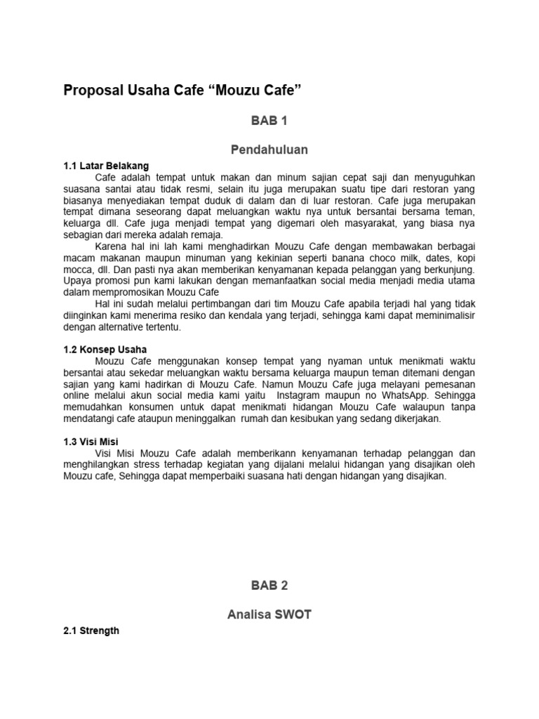 Proposal Usaha Cafe 1 | PDF