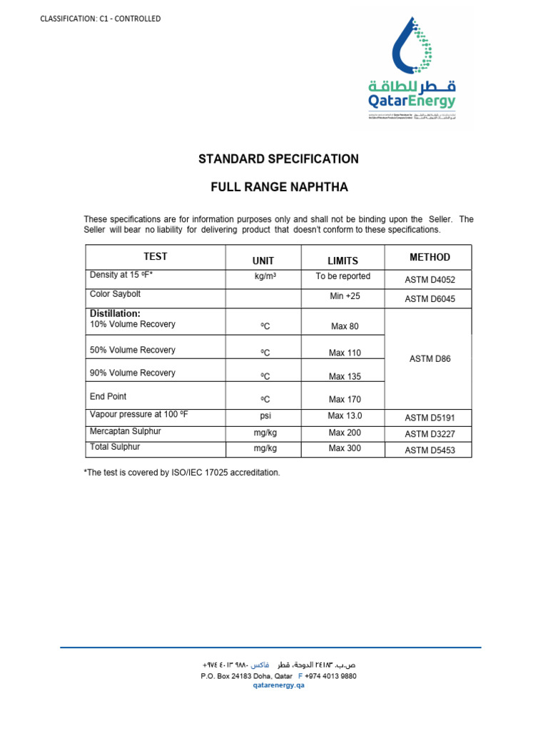 Full Range Naphtha | PDF