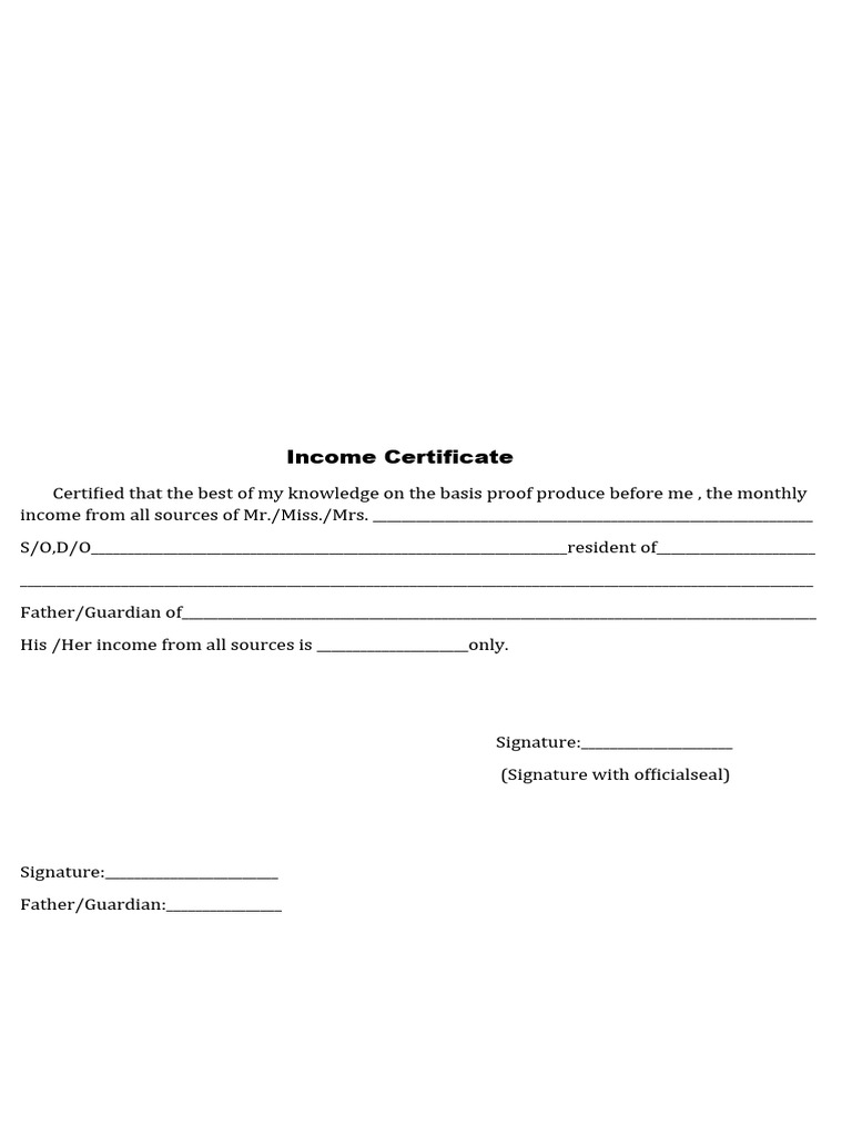 Income Certificate | PDF