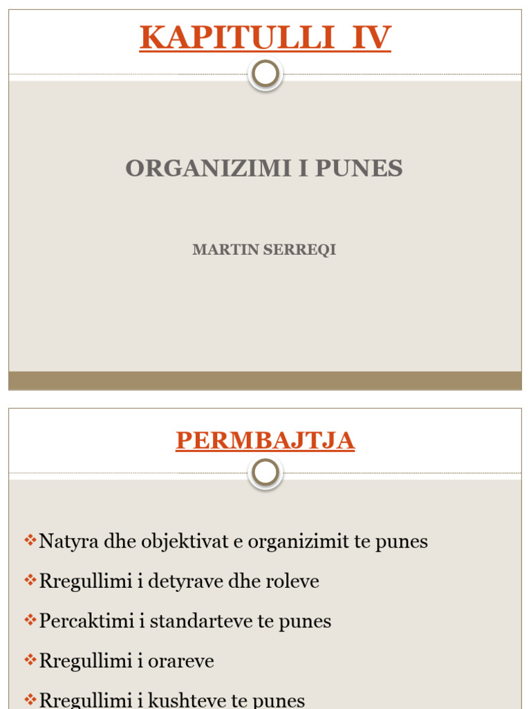 Tema 4 - Organizimi I Punes | PDF