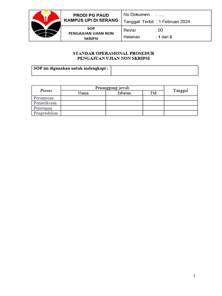 Sop Pengajuan Ujian Non Skripsi | PDF | Karier & Perkembangan