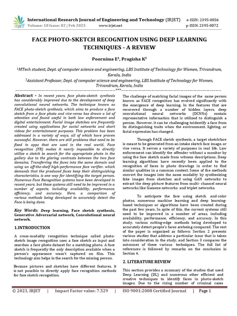 Face Photo Sketch Recognition Using Deep | PDF | Deep Learning | Accuracy And Precision