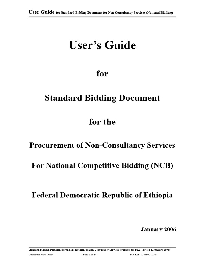 Srvcs SBD NCB UsrGd | PDF | Procurement | Government Procurement In The ...