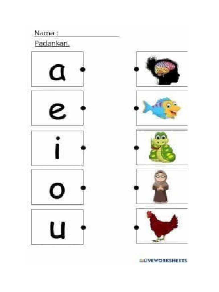 Menghubungkan Aiueo Dengan Gambar Hewan | PDF