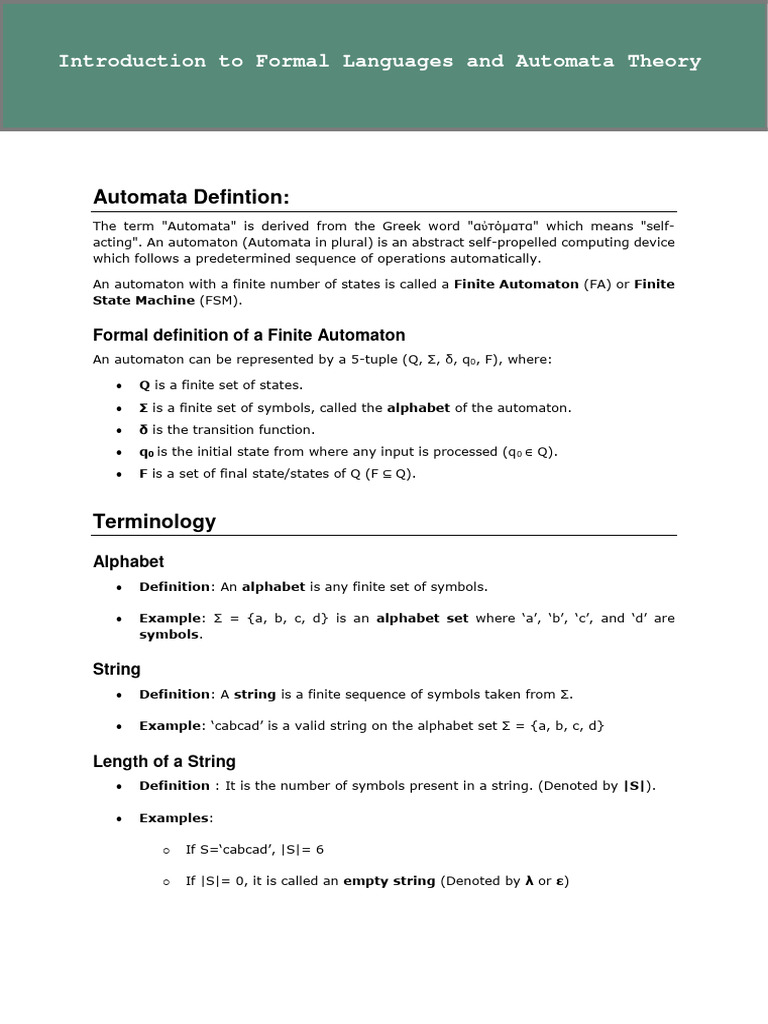 Flat(Complete Notes) | PDF | Grammar | String (Computer Science)