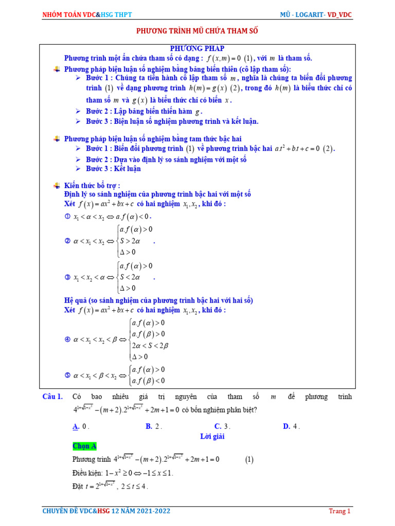 Phuong Trinh Mu Chua Tham So | PDF