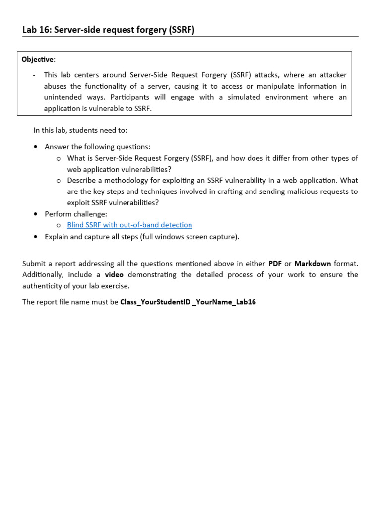SSRF Lab for Cybersecurity Students | PDF | Career & Growth | Technology & Engineering