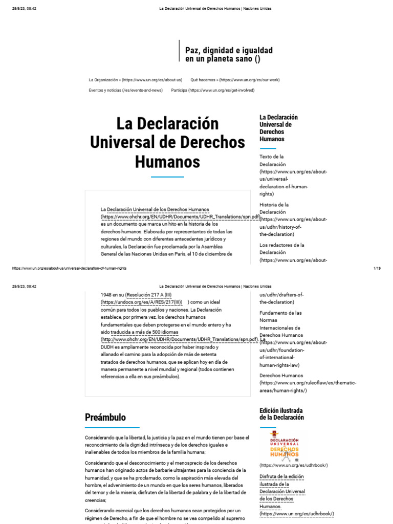 La Declaración Universal de Derechos Humanos _ Naciones Unidas | PDF | Naciones Unidas ...