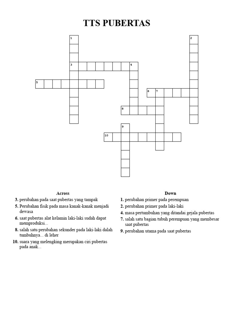 Teka-Teki Silang Tentang Pubertas | PDF
