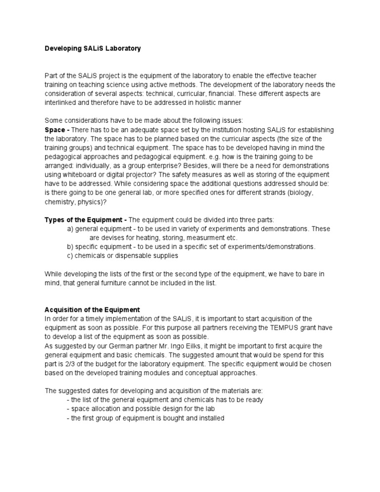SALiS Lab | Download Free PDF | Laboratories | Experiment
