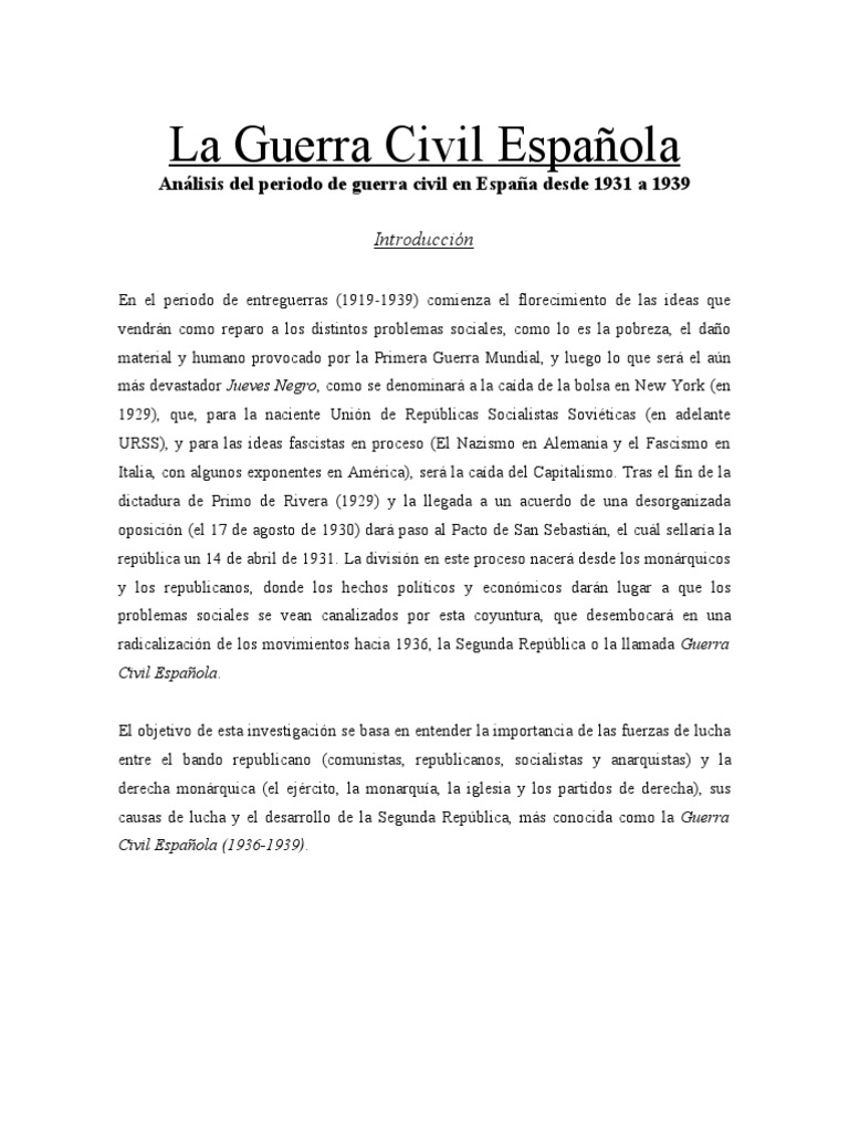 Análisis de la Guerra Civil Española | PDF | guerra civil Española ...