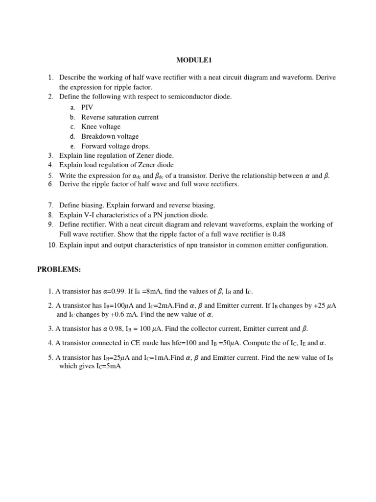 Final Question Bank. | PDF | Bipolar Junction Transistor | Transistor