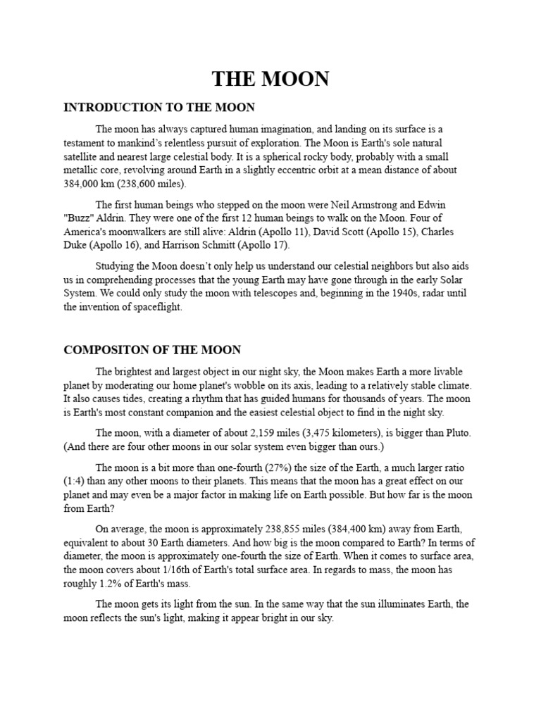 THE MOON Notes | PDF | Moon | Giant Impact Hypothesis