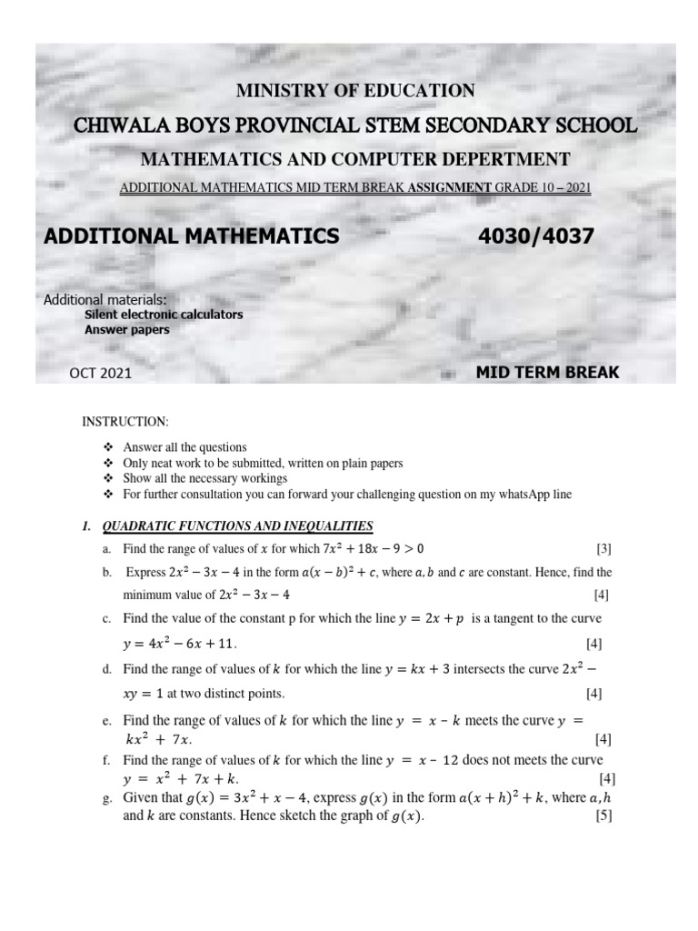Grade 10 Math Midterm Assignment | PDF