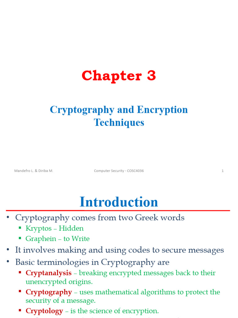 Chapter 3 - Cryptography and Encryption Techniques | PDF