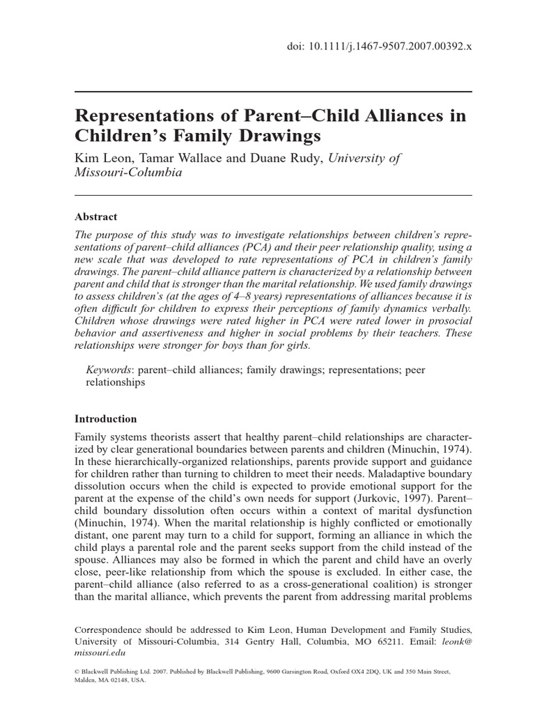 Representations of Parent-Child Alliances in Children's Family Drawings ...