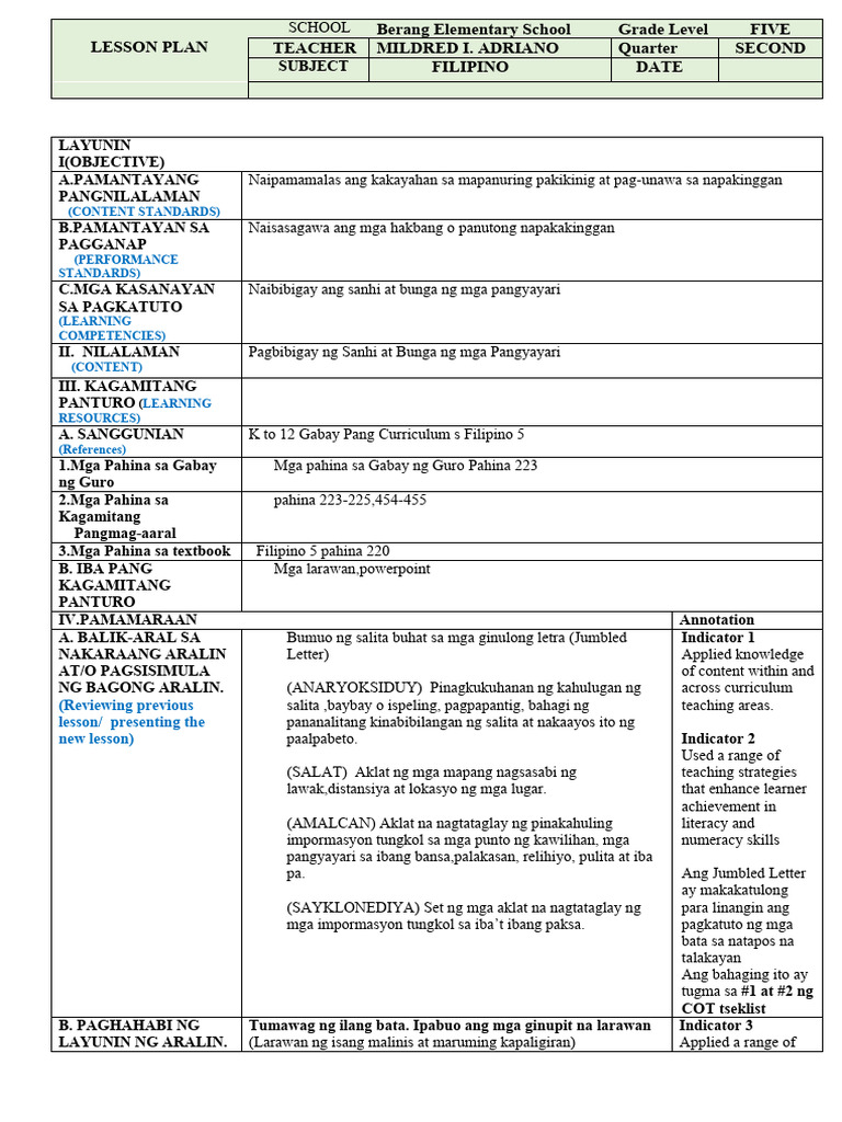 FILIPINO-COT Second Quarter | PDF
