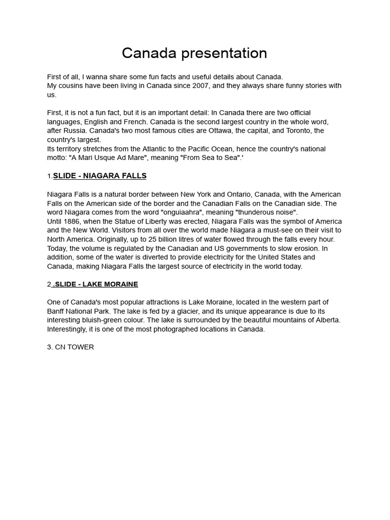 Canada Presentation | PDF | Travel | History