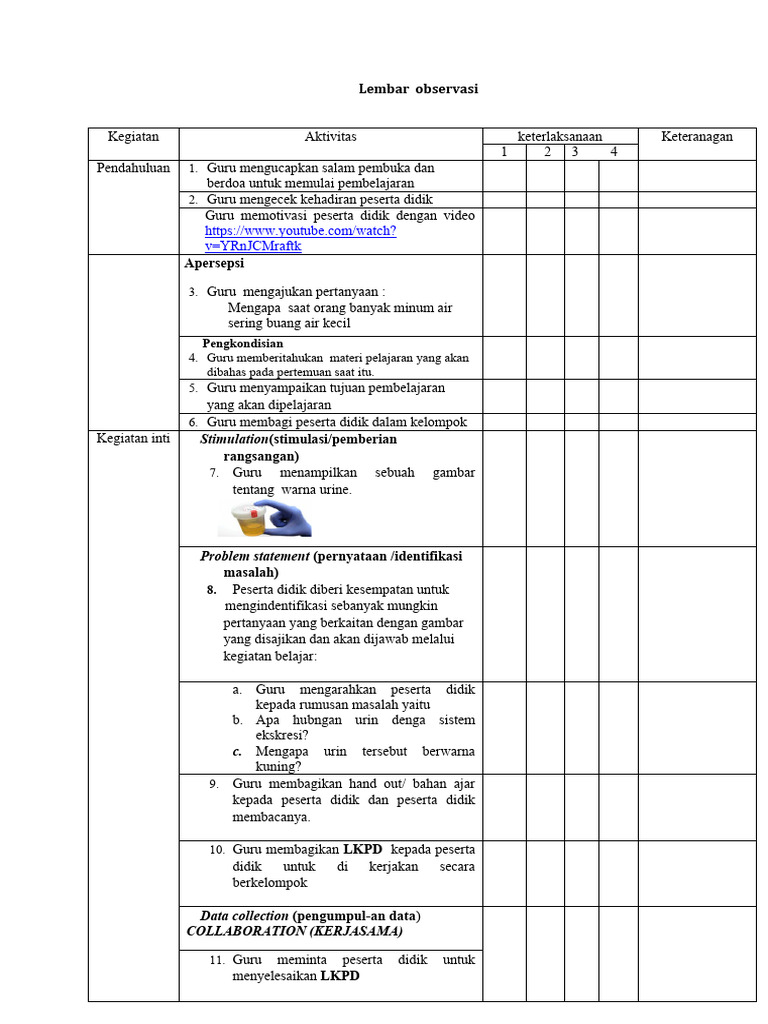 Checklist Observasi | PDF