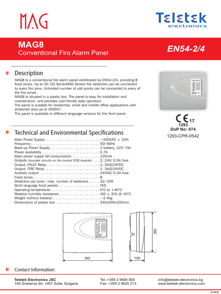MAG8 Conventional Fire Alarm Panel | PDF | Electricity | Manufactured Goods