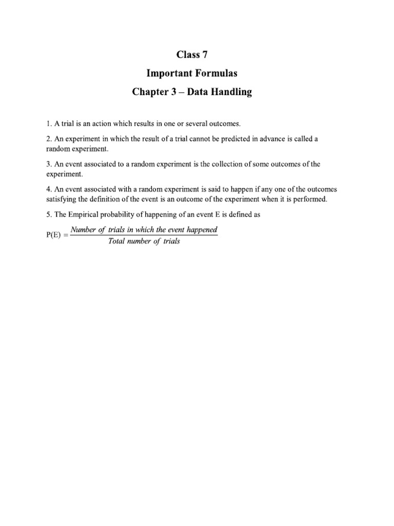Class 7 - Math Formulas - Chapter 3 - Data Handling | PDF