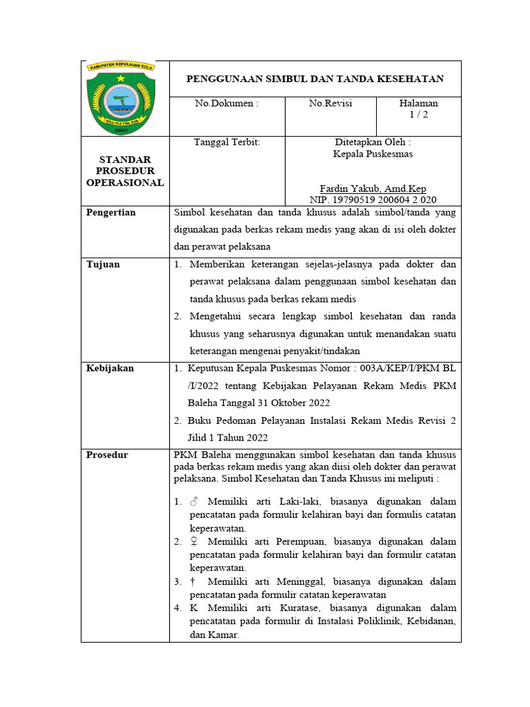 Penggunaan Simbul Dan Tanda Kesehatan | PDF