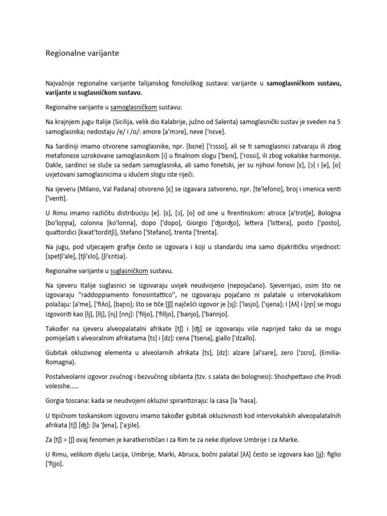 Predavanje 11 - Regionalne Varijante (7.1.2022.) | PDF