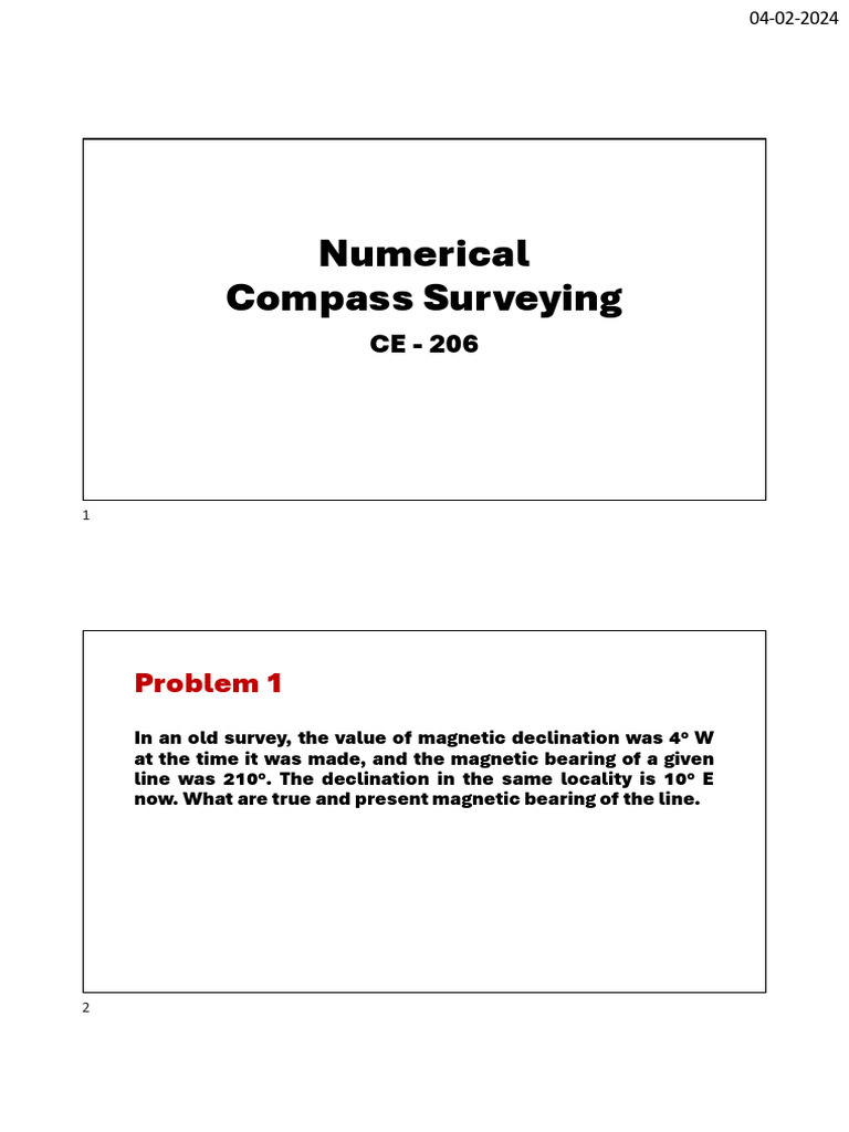Compass Surveying Problem Solutions | PDF