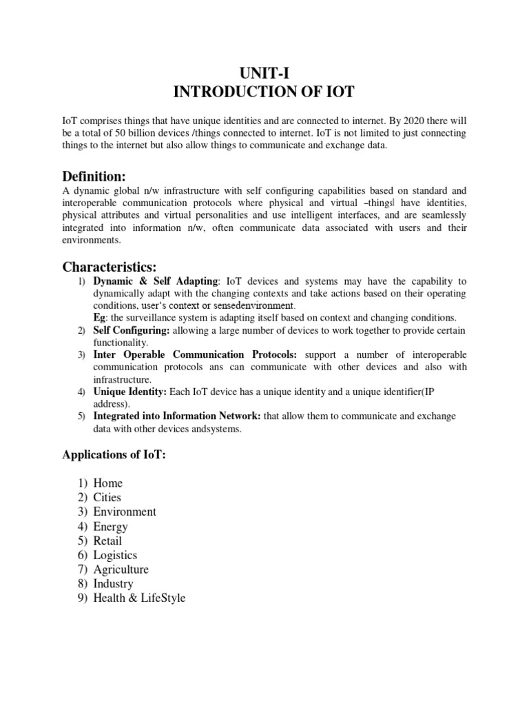 Iot Notes | PDF | Computers | Technology & Engineering