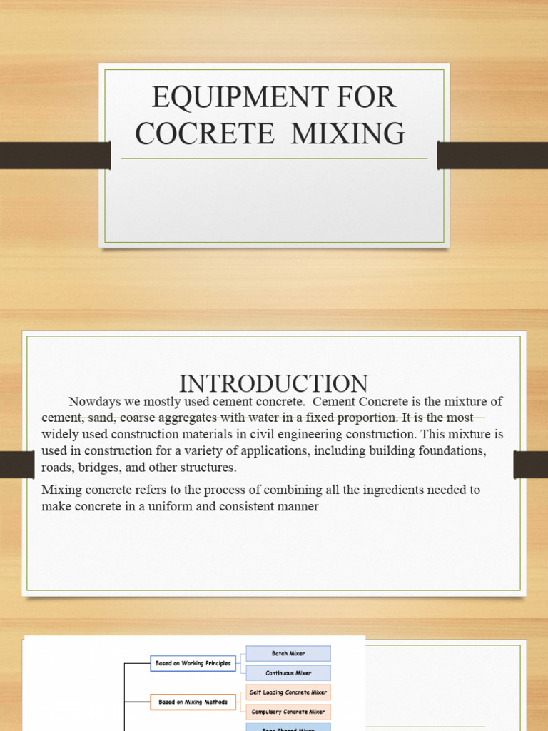 Concrete Mixing Equipment Overview | PDF | Concrete | Building Engineering