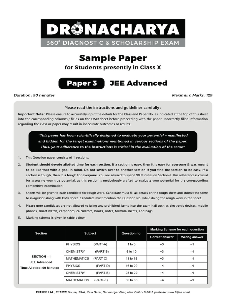 Dronacharya-2024-Sample Paper-Class-X-P3-Pcm | PDF | Carbon | Isomer