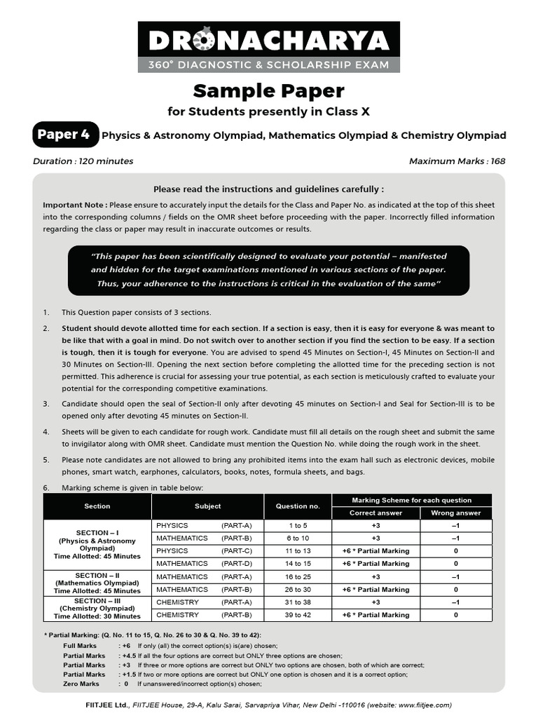Dronacharya-2024-Sample Paper-Class-X-P4-Pm | PDF | Mirror | Chemical Bond