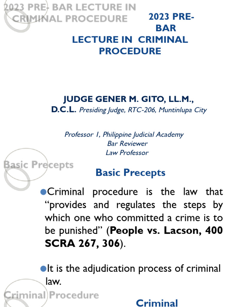 Criminal Procedure | PDF | Arrest | Prosecutor