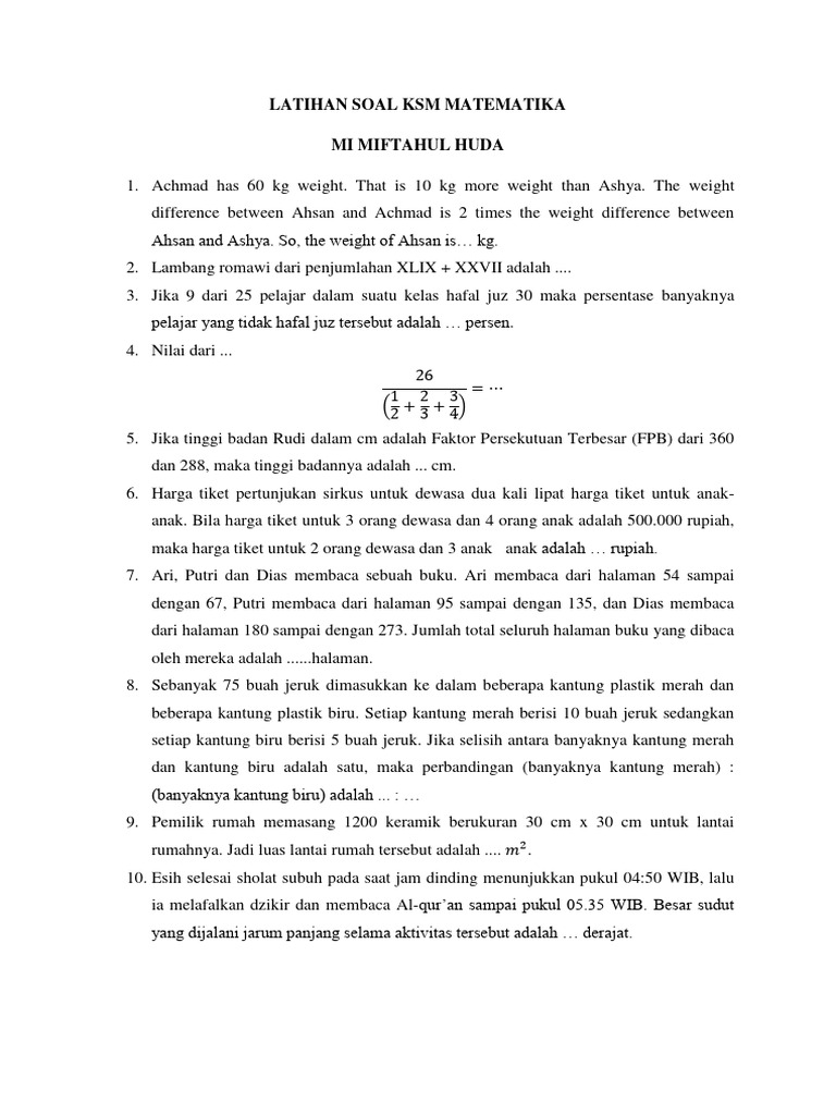 Latihan Soal KSM Matematika 01 - 08 - 2024 | PDF Latihan Soal KSM Matematika 01 - 08 - 2024 | PDF