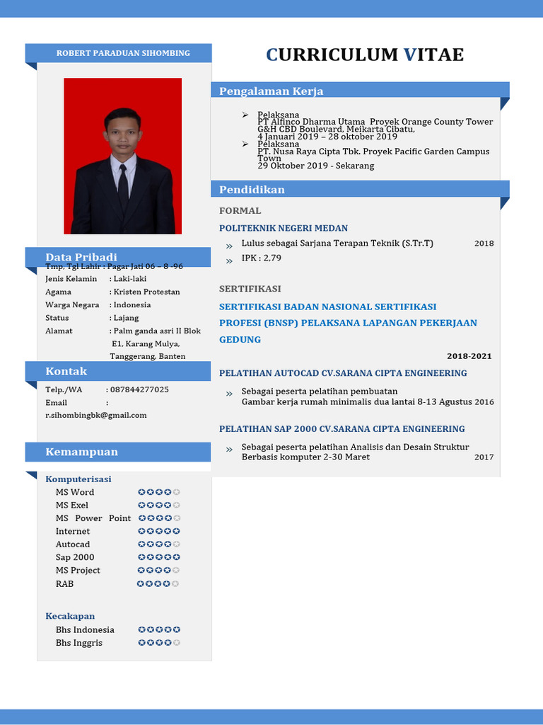 CV Robert Paraduan Sihombing | PDF