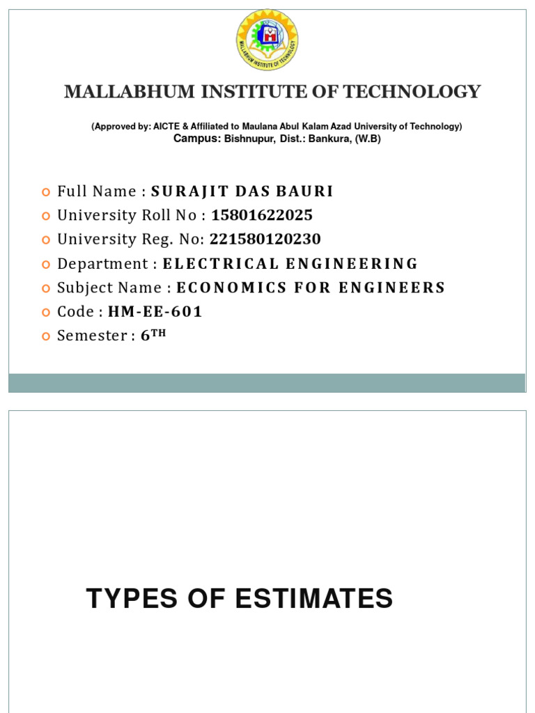 Types of Cost Estimates in Engineering | PDF | Science & Mathematics ...