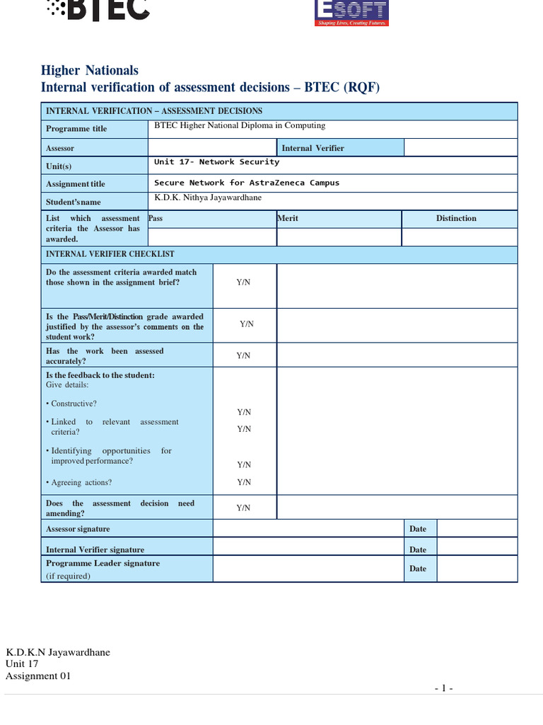 Unit 17 - Network Security - Assignment | PDF | Computer Network | Network Switch