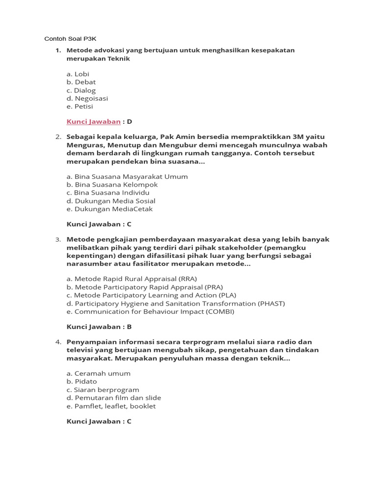Contoh Soal P3K | PDF