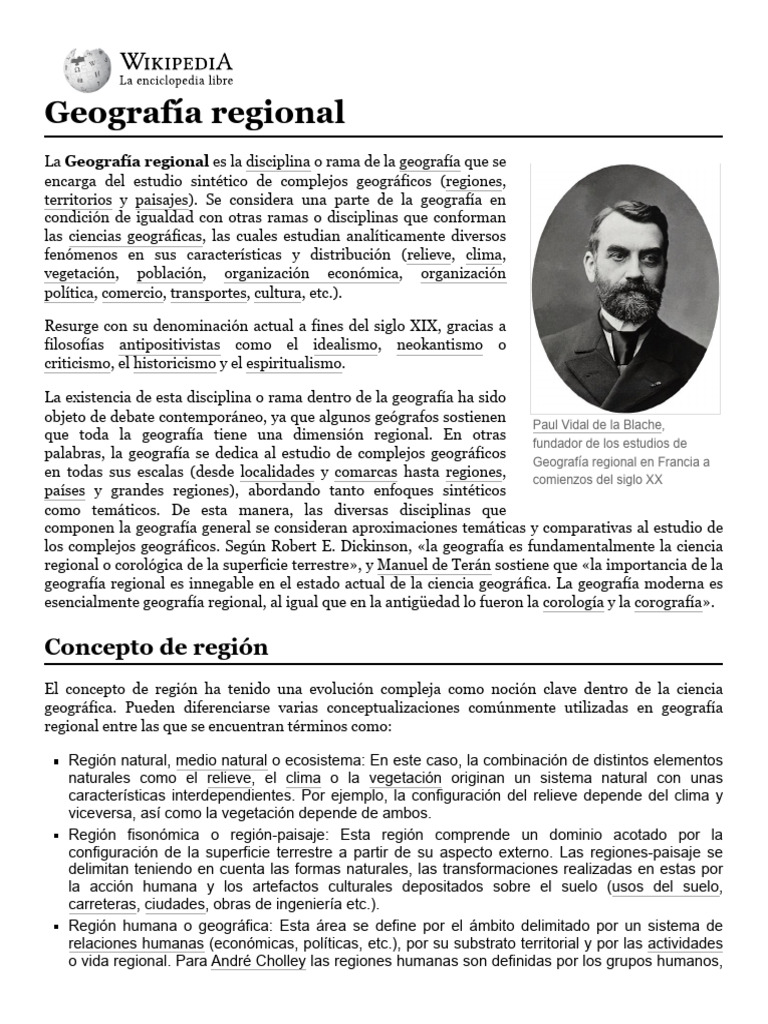 Definición y evolución de la geografía regional | PDF