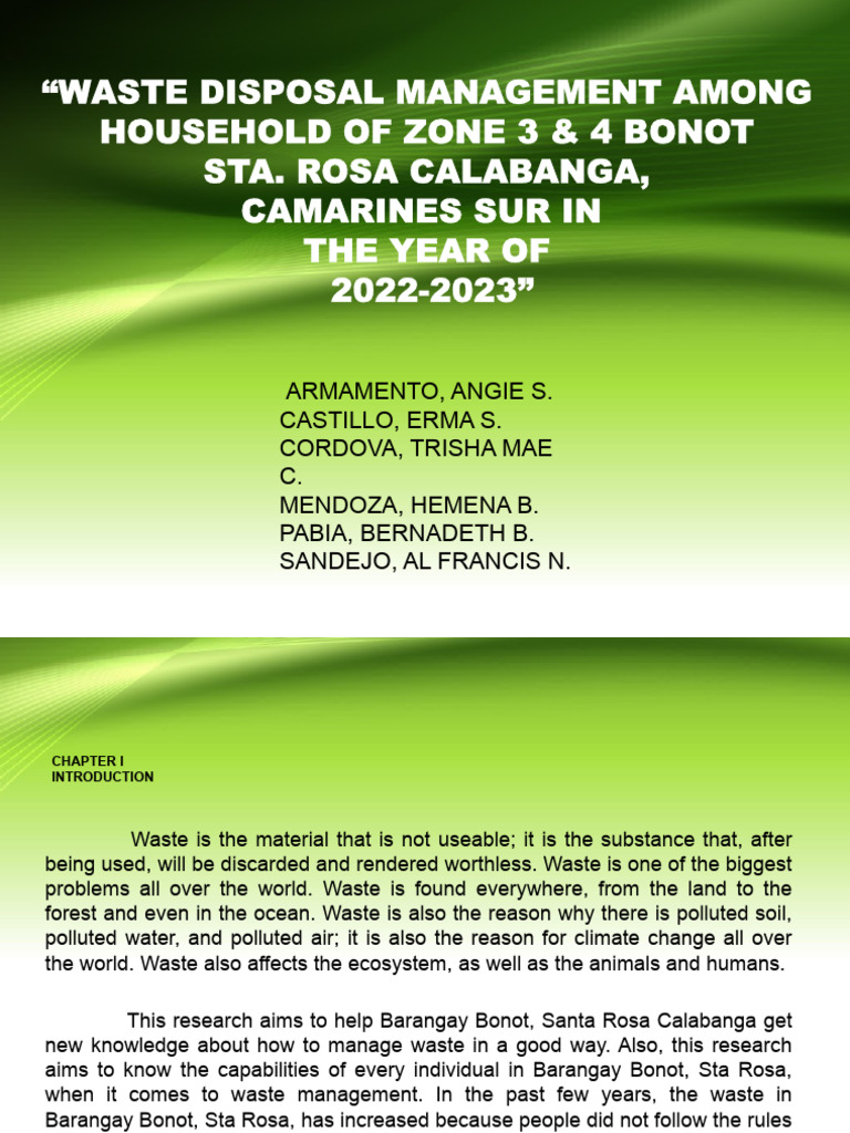 For Research Defense | PDF | Waste Management | Waste