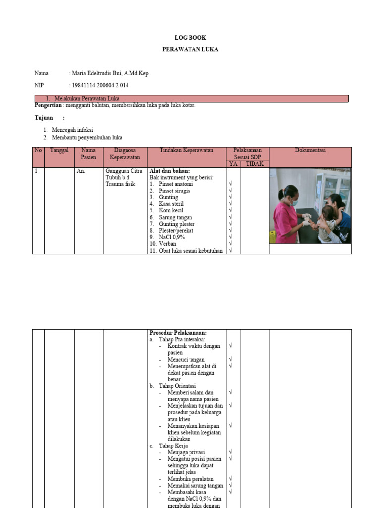 LOG BOOK PERAWATAN LUKA Anak | PDF