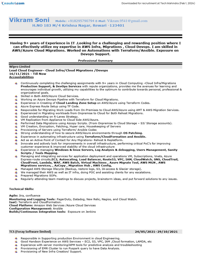 Naukri Vikramsoni (9y 0m) | PDF