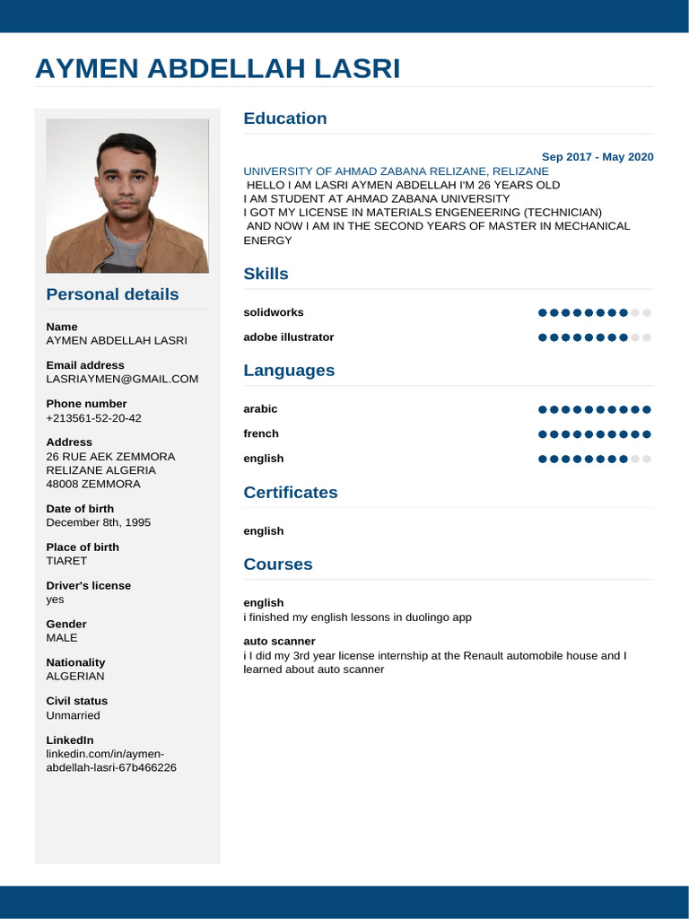 Resume Aymen Abdellah Lasri | PDF